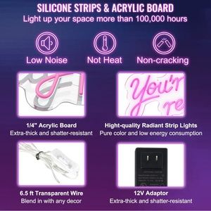 Accessories | Nwt Youre Like Really Pretty Neon Sign 275 X 12 Pink Led ...